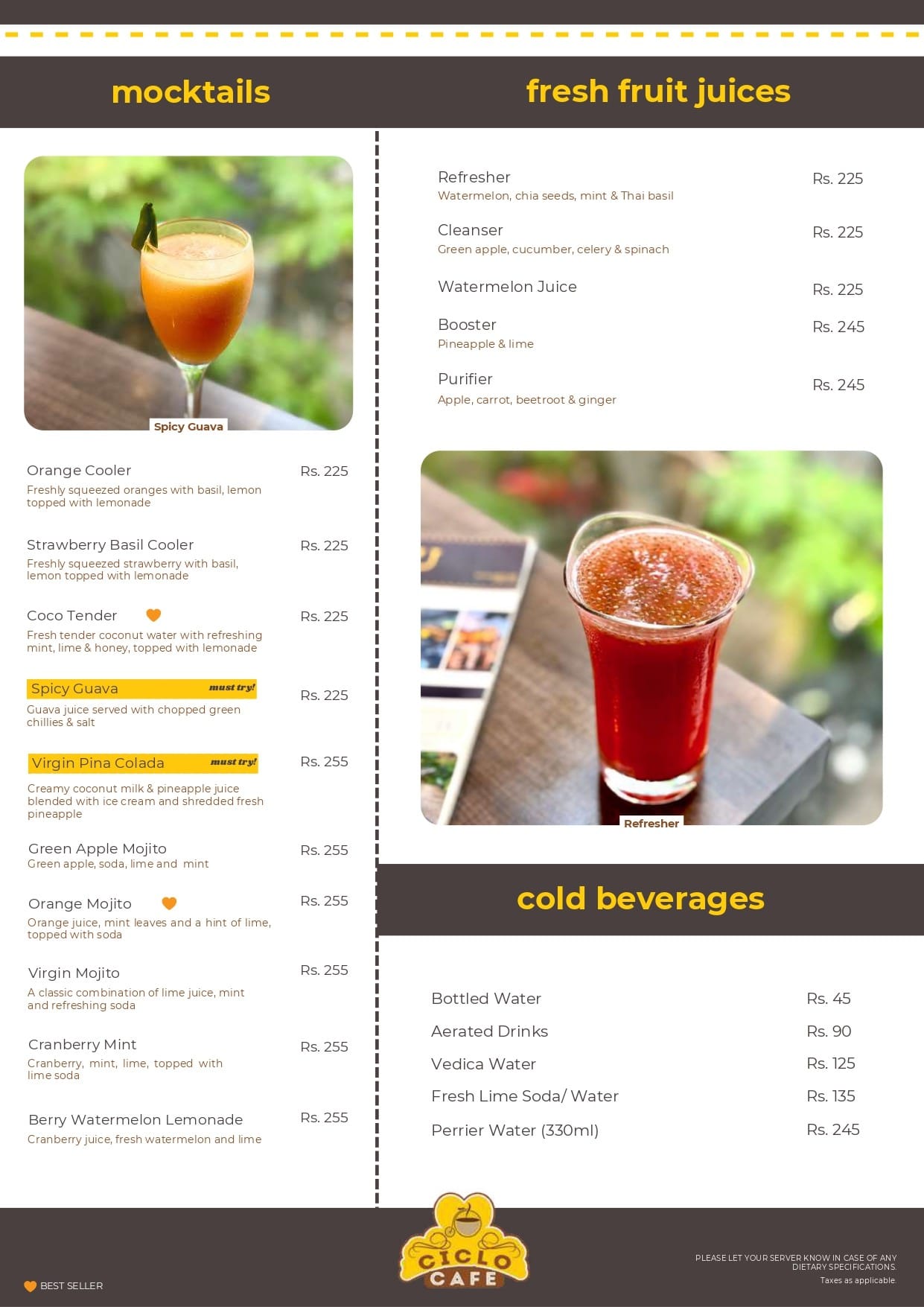 Menu of Ciclo Cafe, Kotturpuram, Chennai