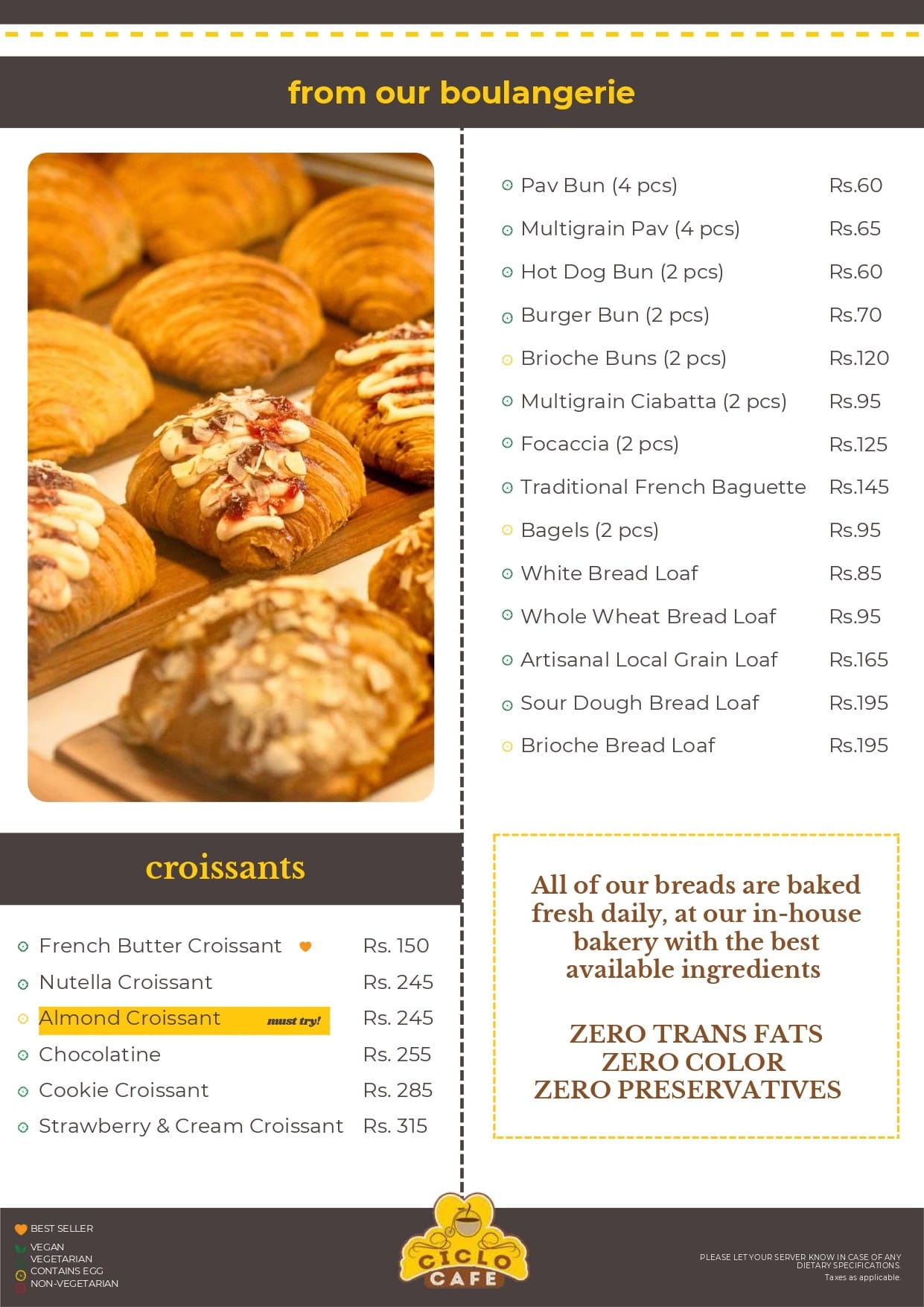 Menu of Ciclo Cafe, Kotturpuram, Chennai