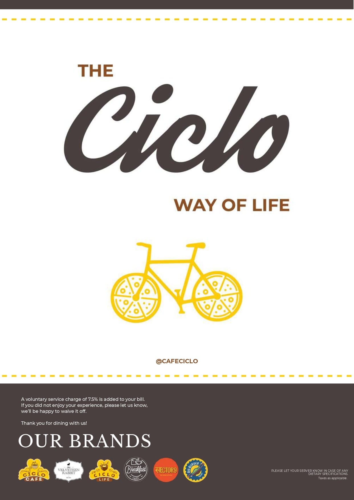 Menu of Ciclo Cafe, Kotturpuram, Chennai