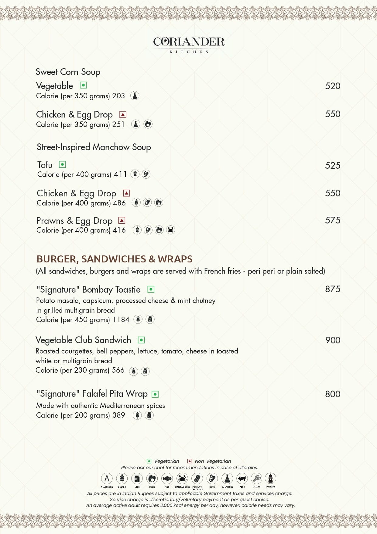 Menu of Coriander Kitchen, Conrad Pune, Pune
