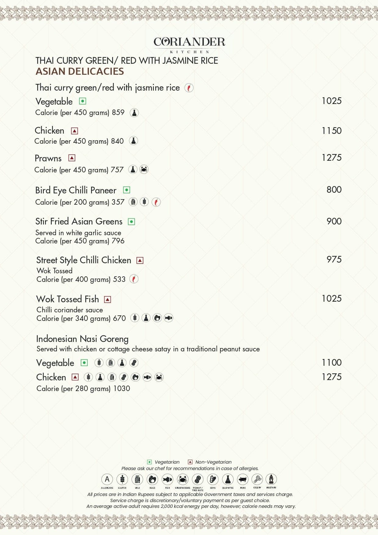 Menu of Coriander Kitchen, Conrad Pune, Pune