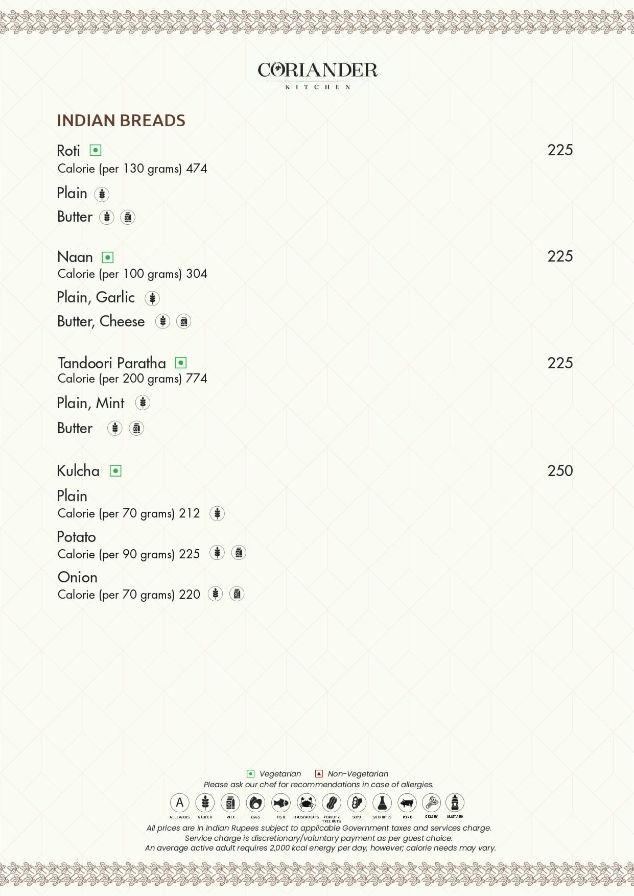Menu of Coriander Kitchen, Conrad Pune, Pune