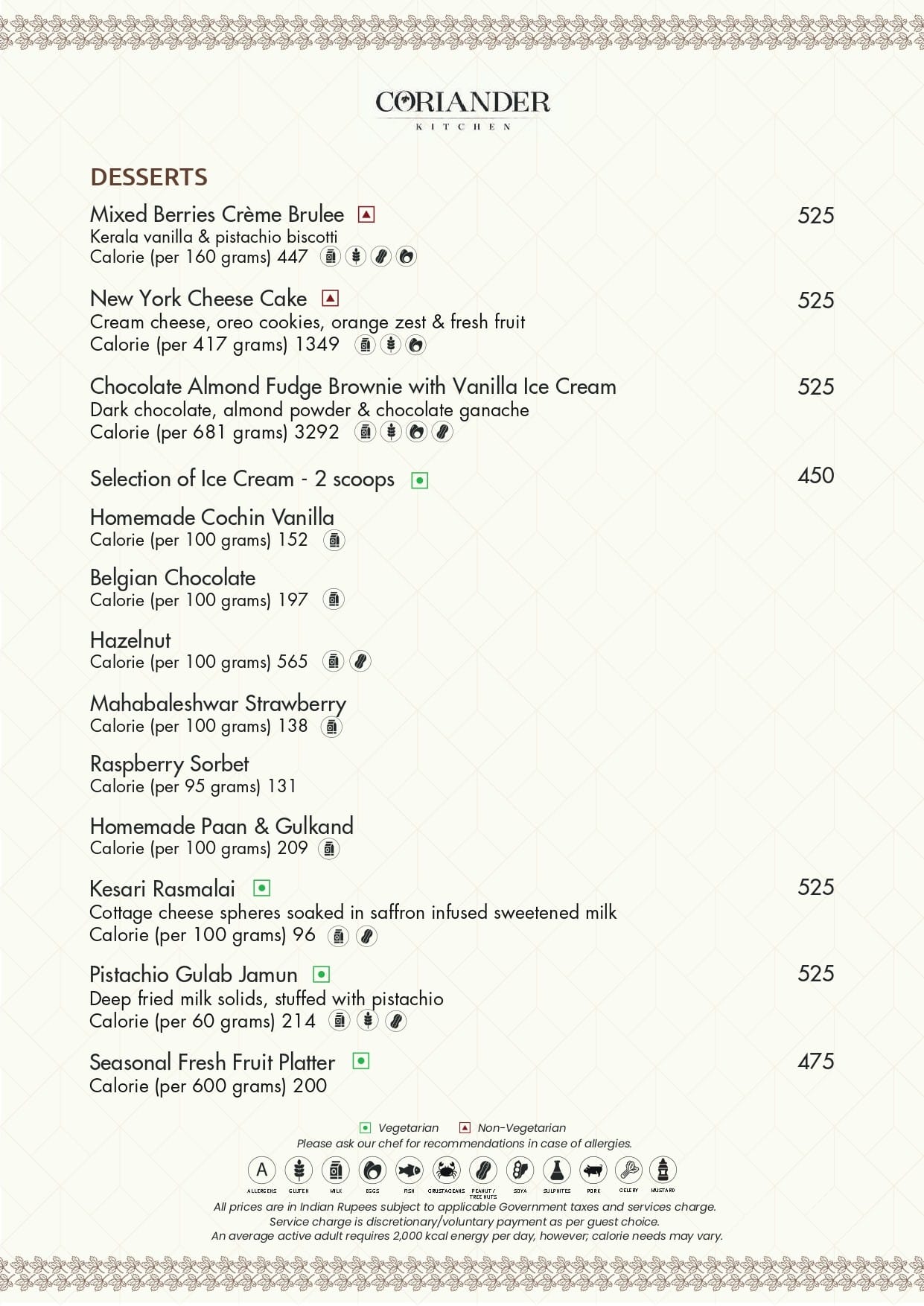 Menu of Coriander Kitchen, Conrad Pune, Pune