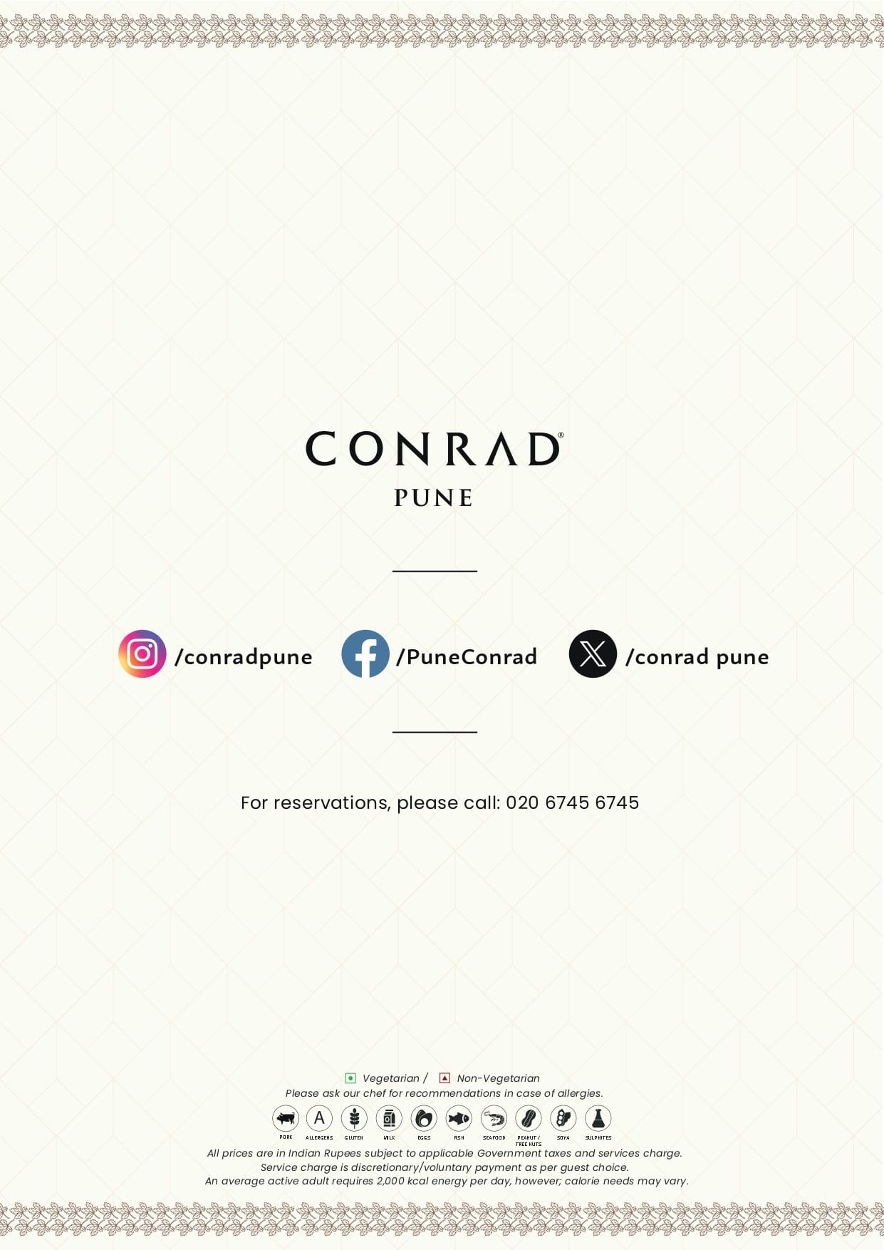 Menu of Coriander Kitchen, Conrad Pune, Pune