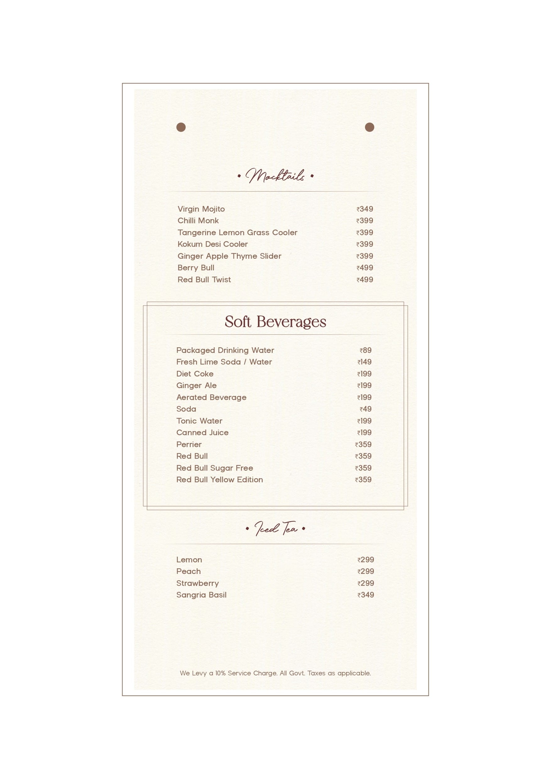 Menu of Glocal, Worli, South Mumbai