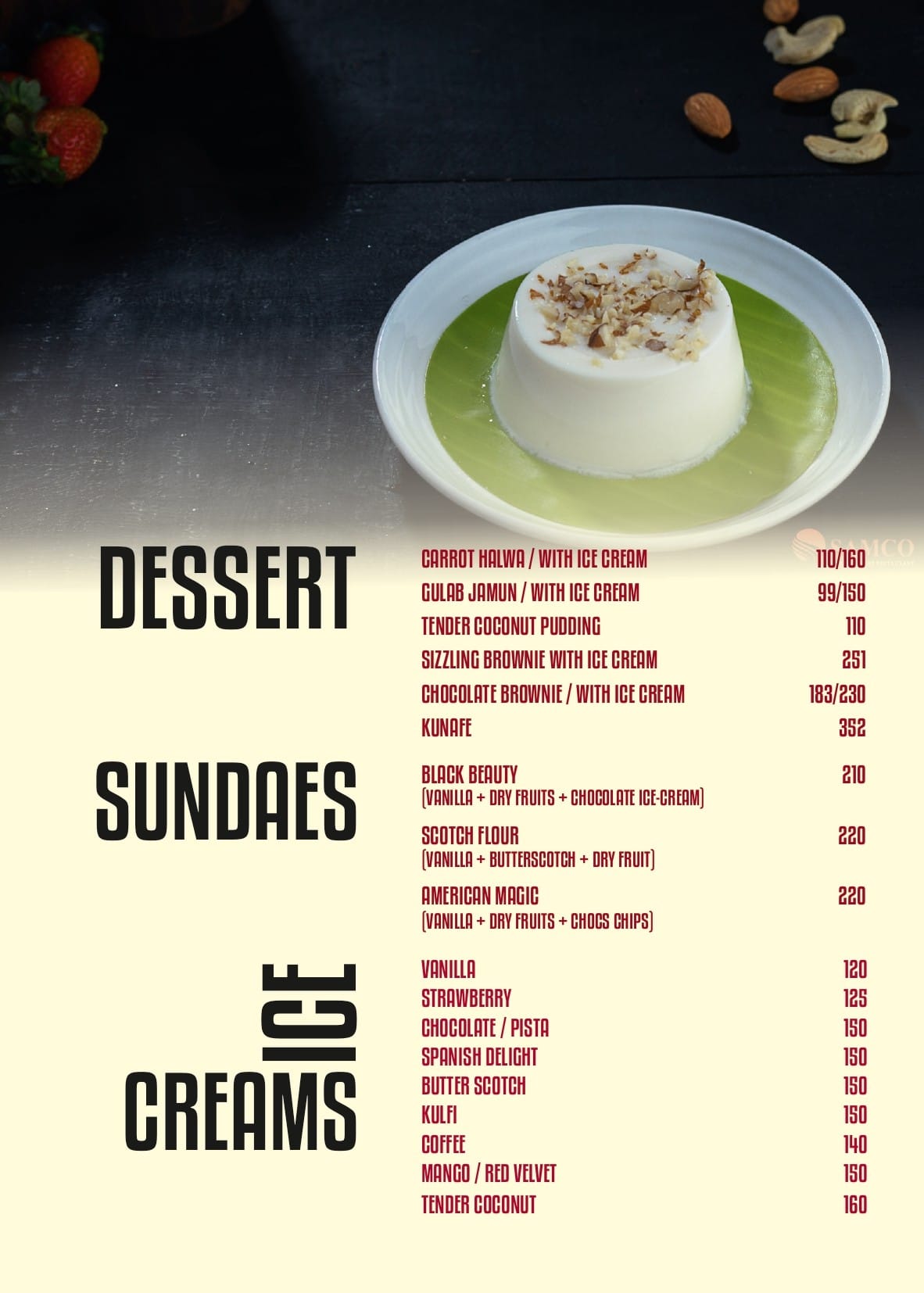 Menu of Samco Restaurant, Velachery, Chennai