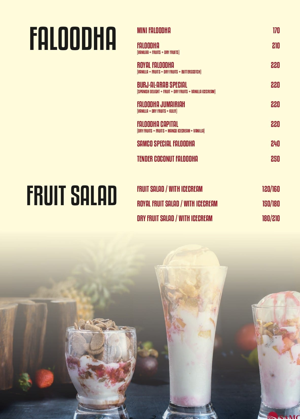 Menu of Samco Restaurant, Velachery, Chennai
