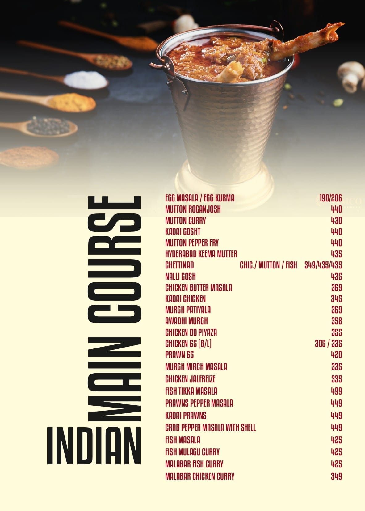 Menu of Samco Restaurant, Velachery, Chennai