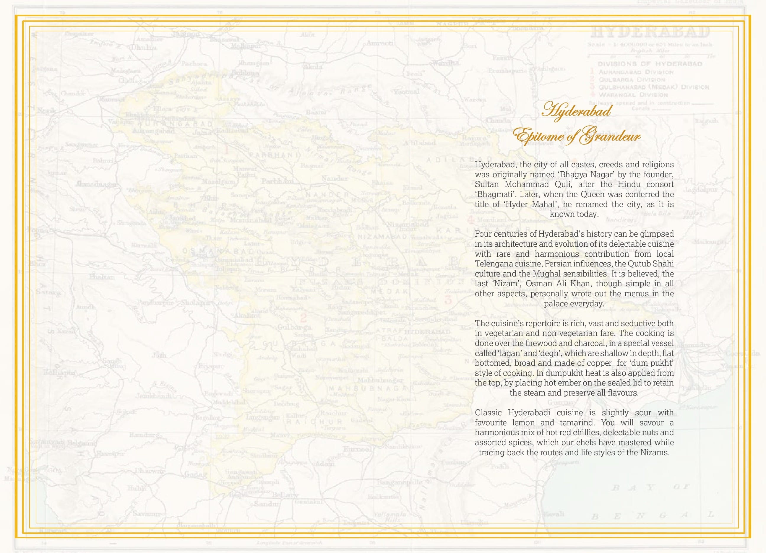 Menu of Suvarna Mahal, Rambagh Palace, Jaipur