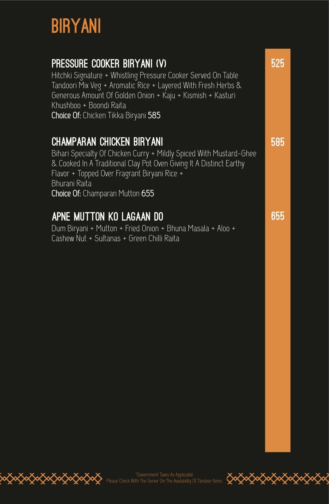 Menu of HITCHKI, Powai, Central Mumbai