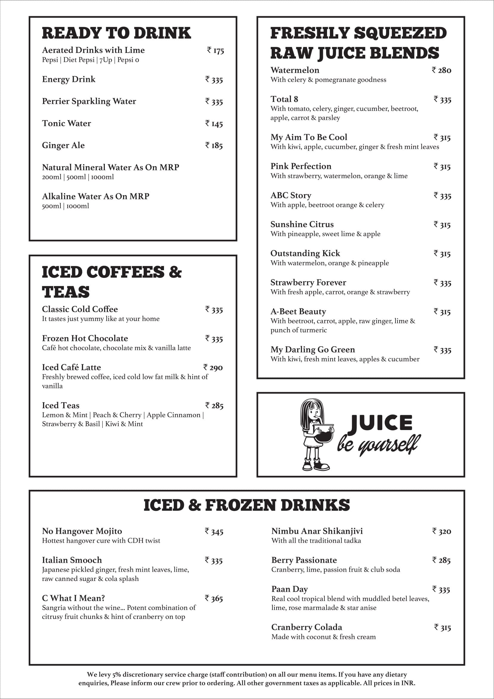 Menu of Cafe Delhi Heights, Janpath, Connaught Place (CP), Central Delhi