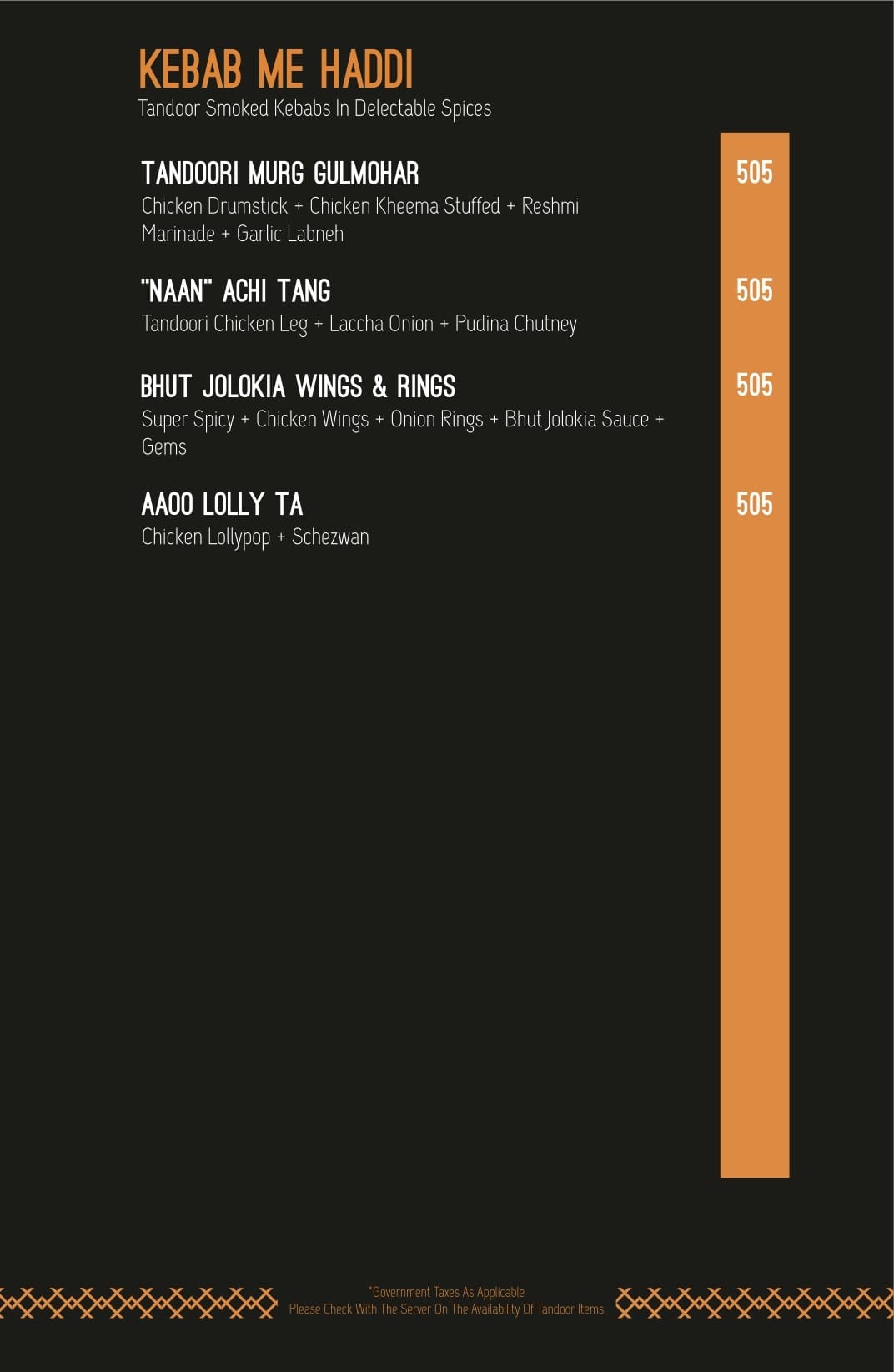 Menu of HITCHKI, Bandra Kurla Complex (BKC), Western Suburbs