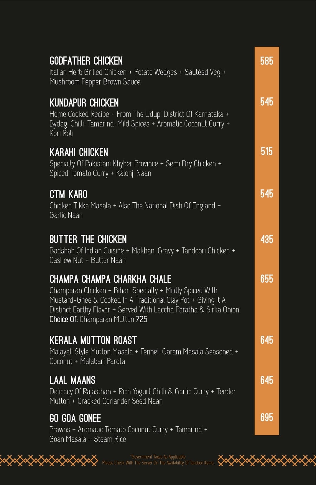 Menu of HITCHKI, Bandra Kurla Complex (BKC), Western Suburbs