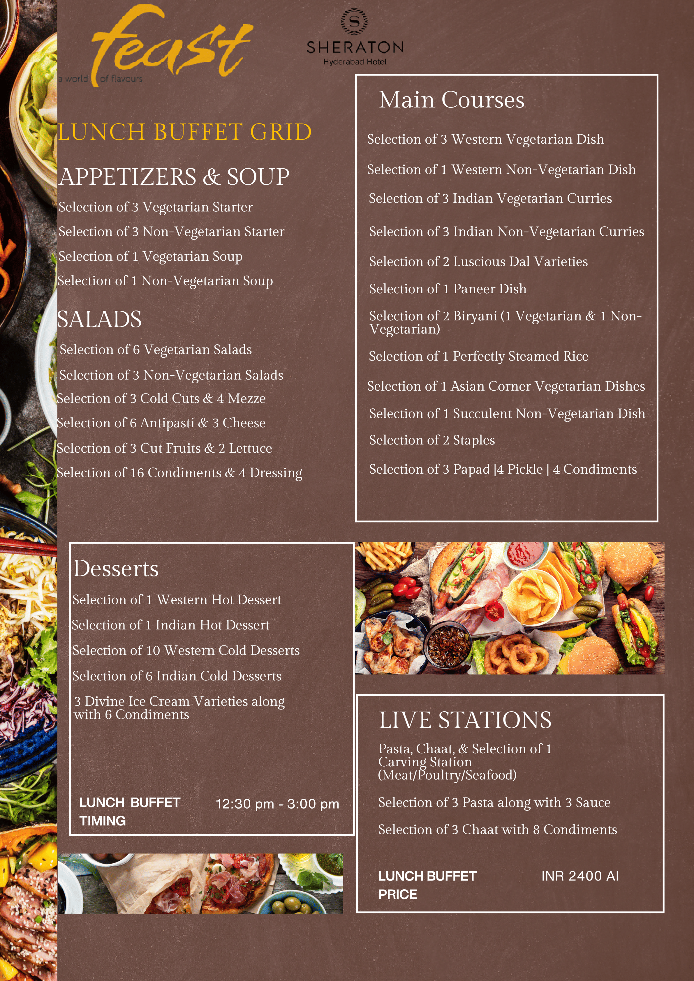Menu of Feast , Sheraton Hyderabad Hotel
