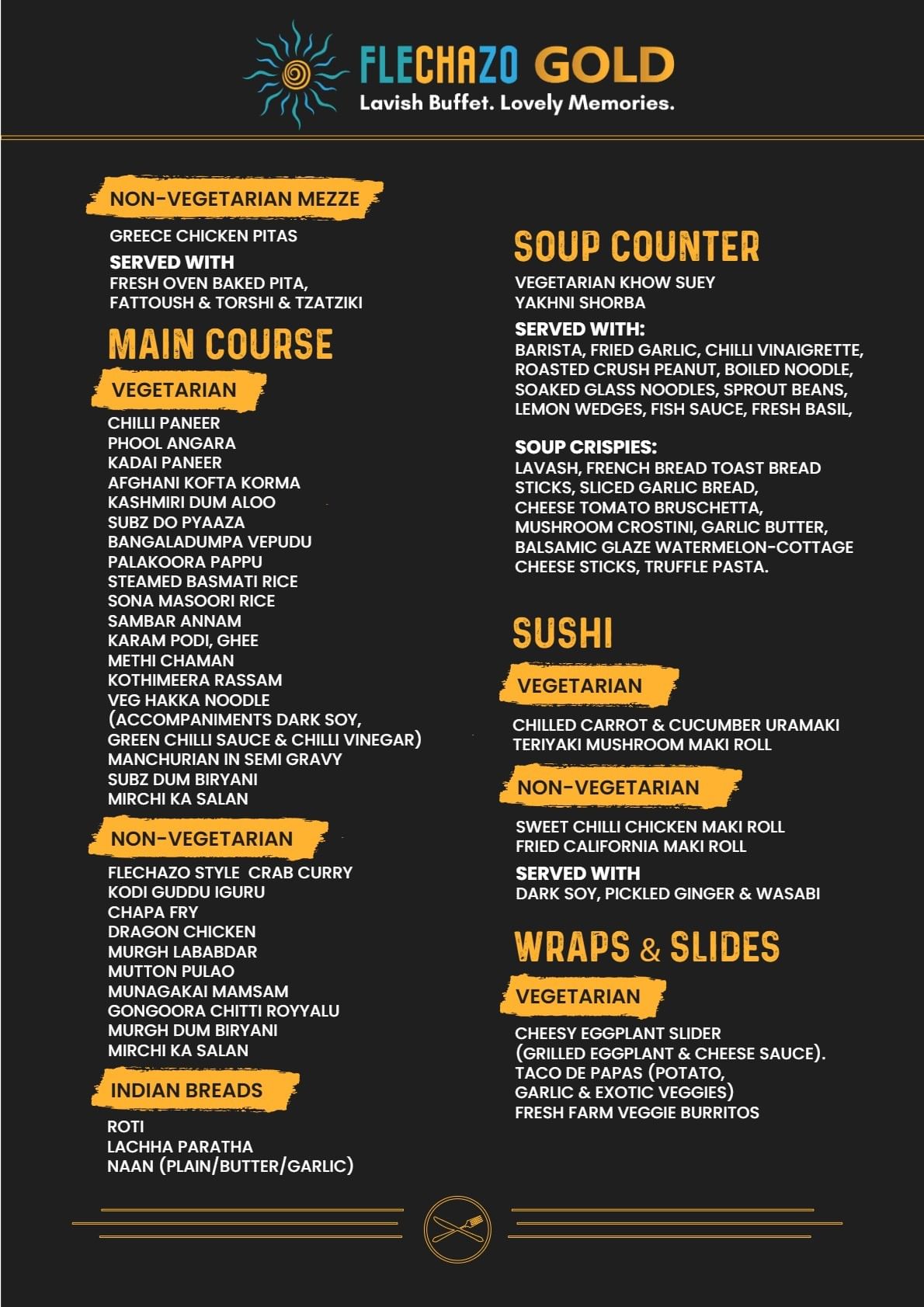 Menu of Flechazo Gold, Madhapur, Hyderabad