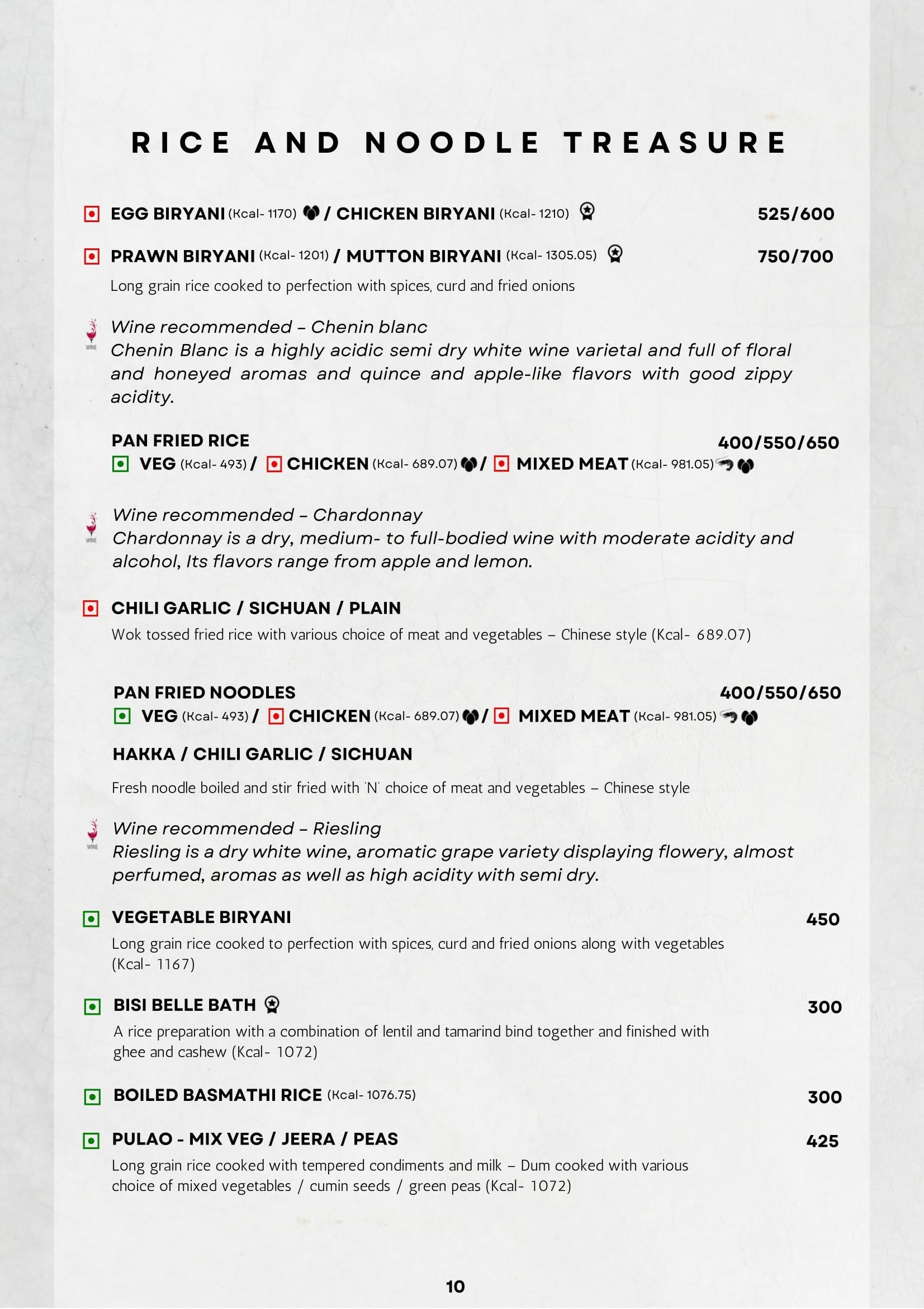 Menu of Svar, Turyaa Chennai