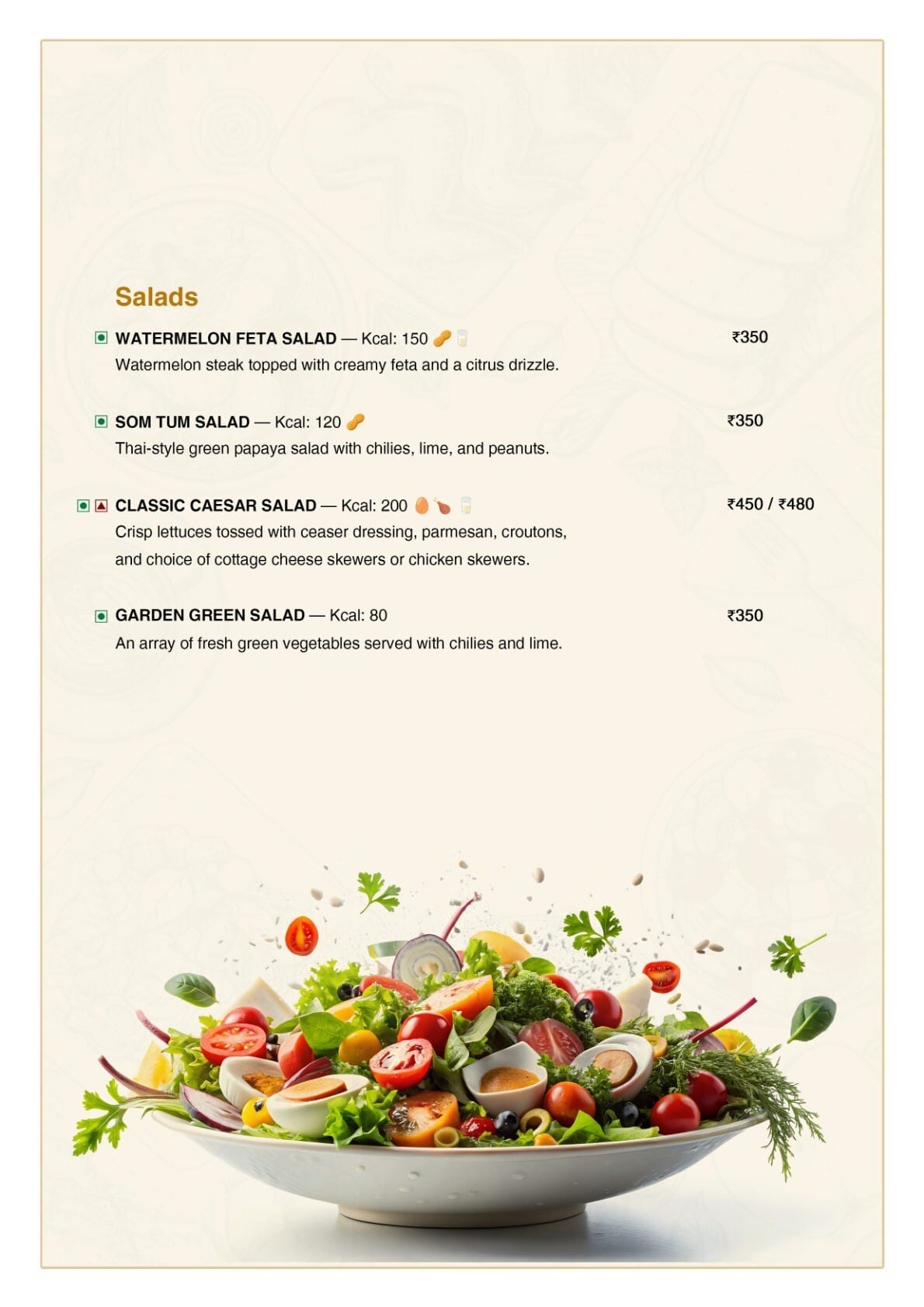 Menu of Svar, Turyaa Chennai
