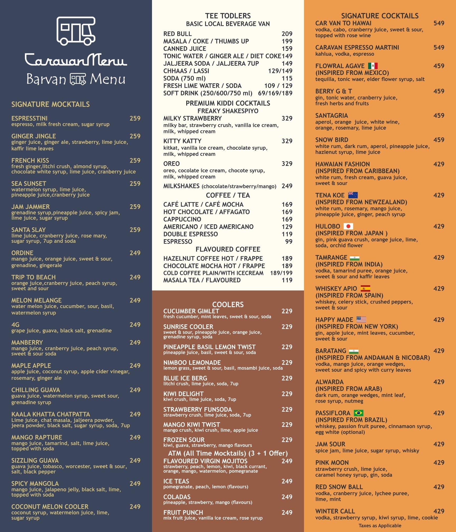 Menu of The Caravan Menu, Panch Pakhadi, Thane West