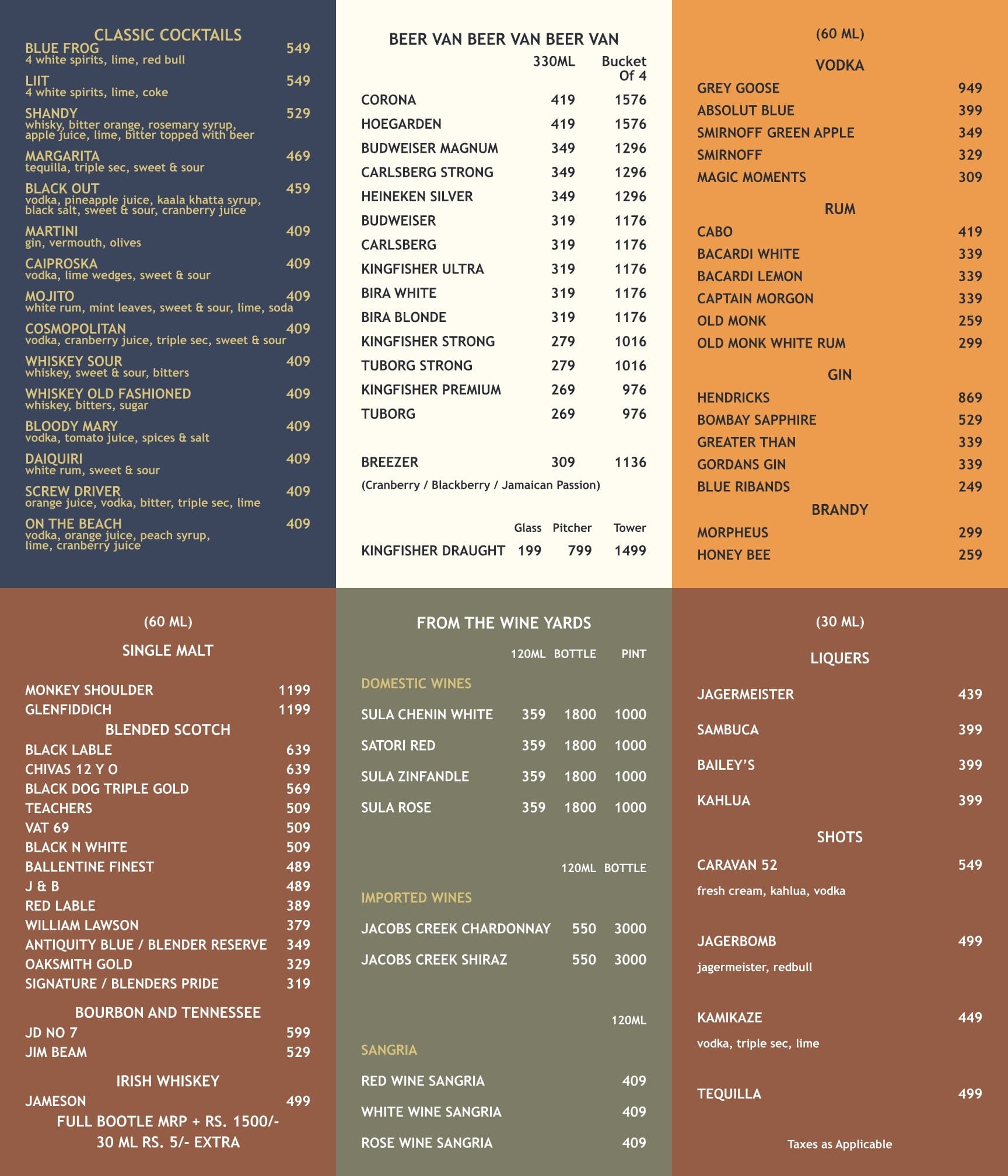 Menu of The Caravan Menu, Panch Pakhadi, Thane West