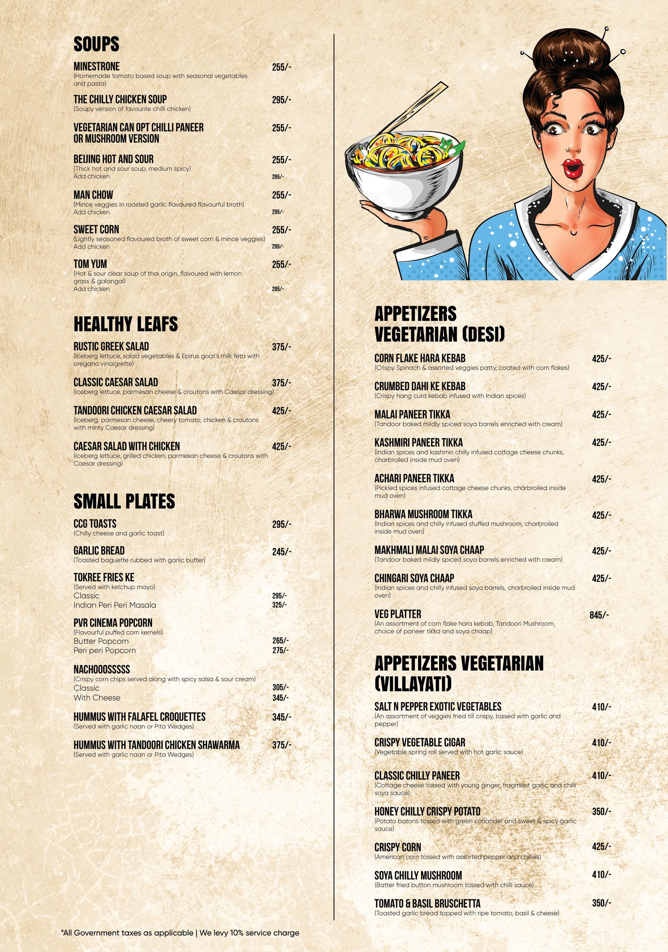 Menu of SkyHouse, Sector 32, Noida
