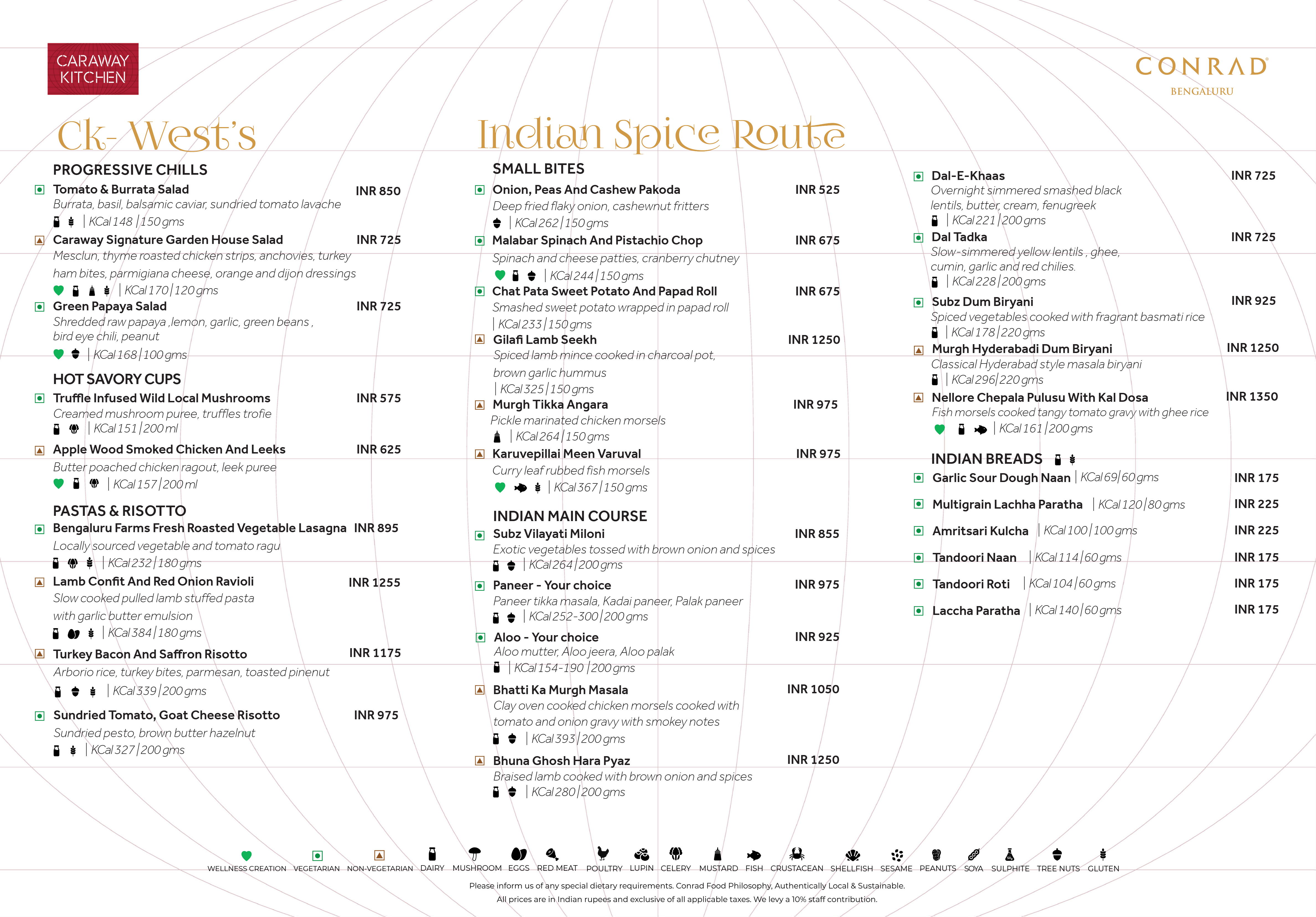 Menu of Caraway Kitchen, Conrad Bengaluru