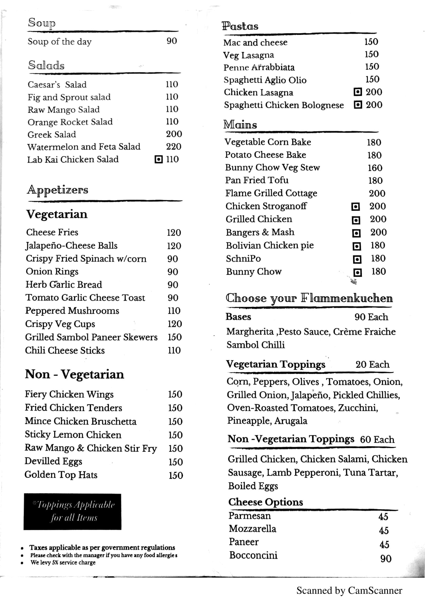 Menu of Writer's Cafe , Gopalapuram, Chennai