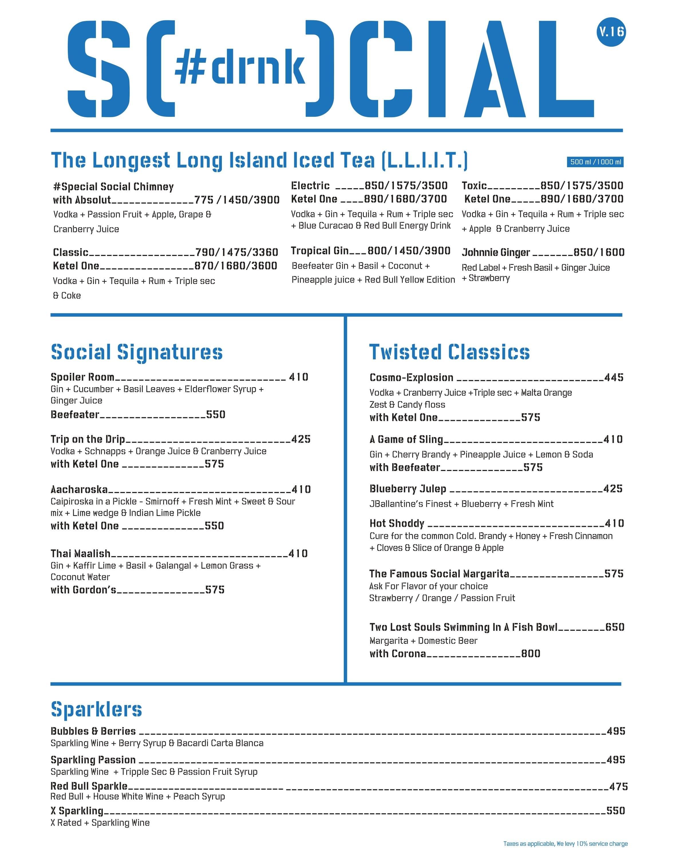 Menu of Vikhroli Social, Vikhroli, Central Mumbai