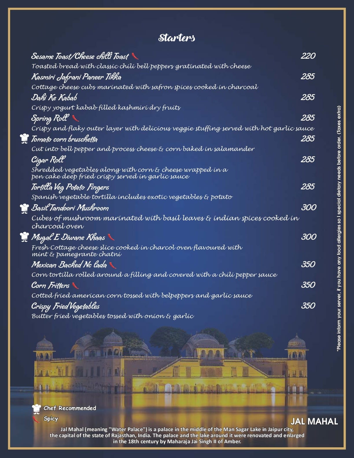 Menu of Govindam Retreat, Kanwar Nagar, Jaipur