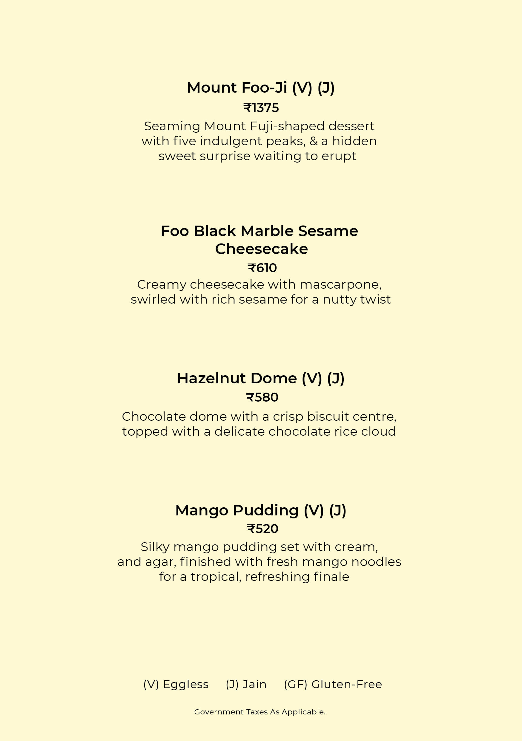 Menu of Foo - Asian Tapas, Palladium Mall, Lower Parel