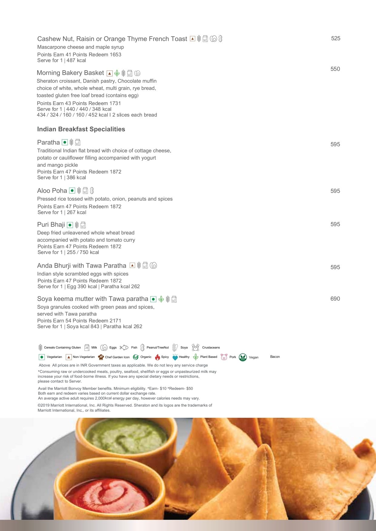 Menu of The Reef, Sheraton Grand Chennai Resort & Spa