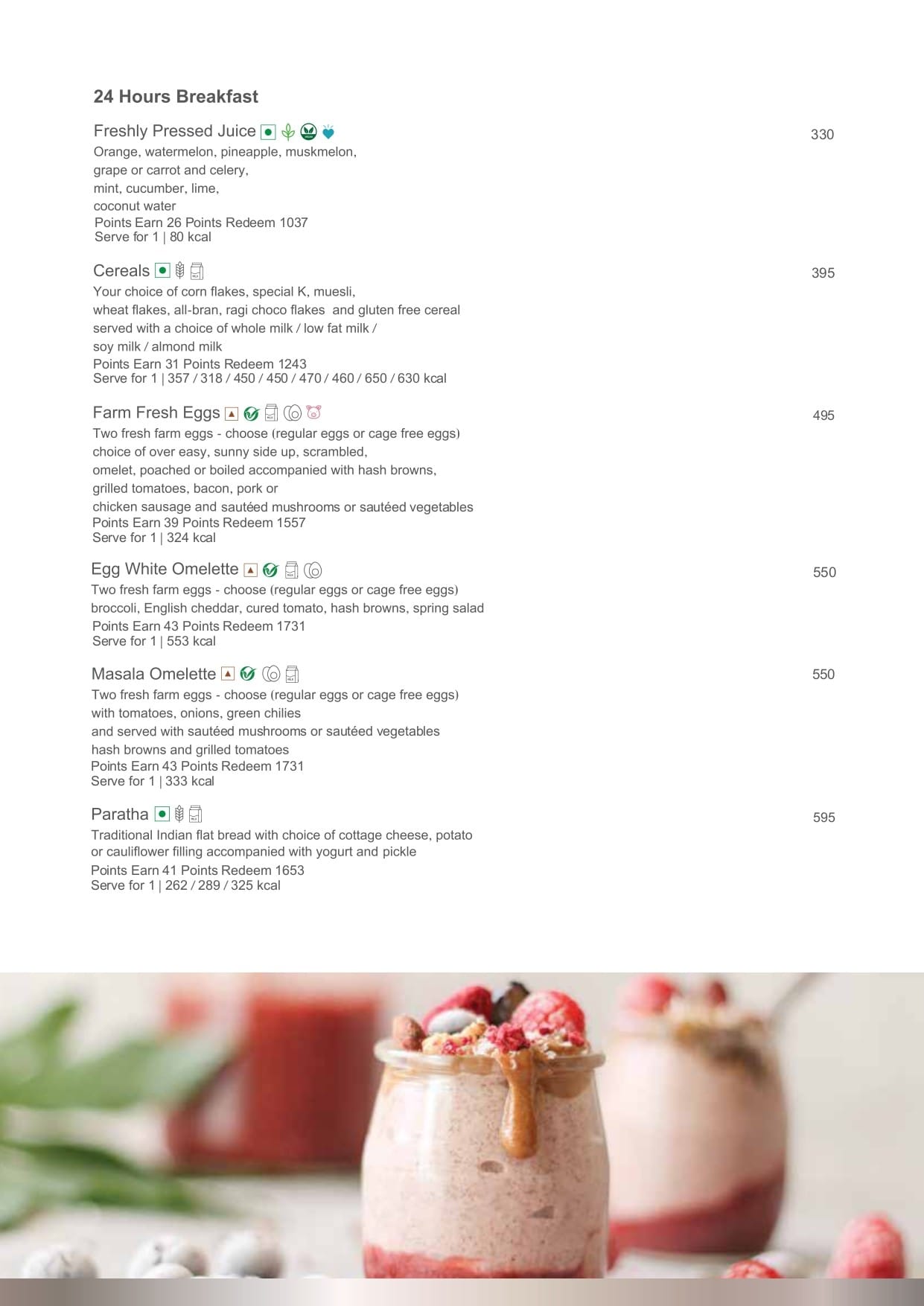 Menu of The Reef, Sheraton Grand Chennai Resort & Spa