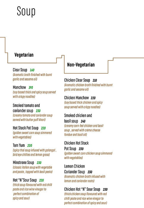 Menu of Urbo, Baner, Pune