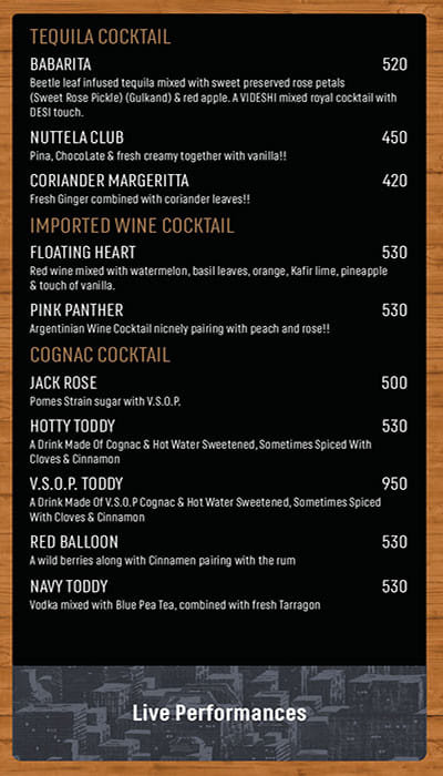 Menu of Urbo, Baner, Pune