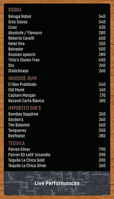 Menu of Urbo, Baner, Pune