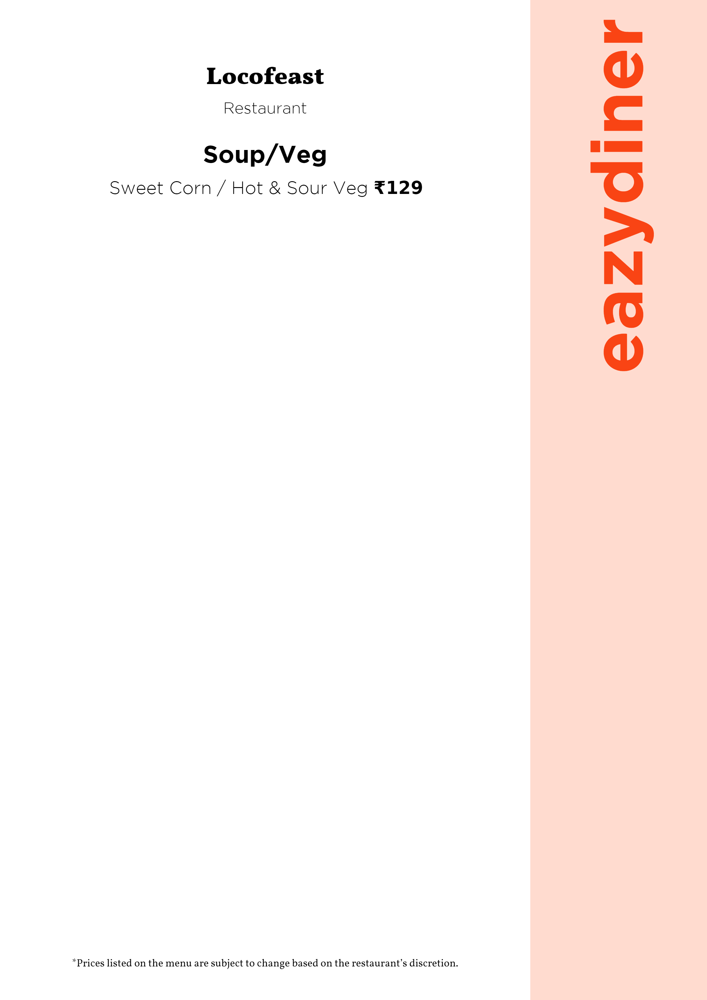 Menu of Locofeast, Nungambakkam, Chennai