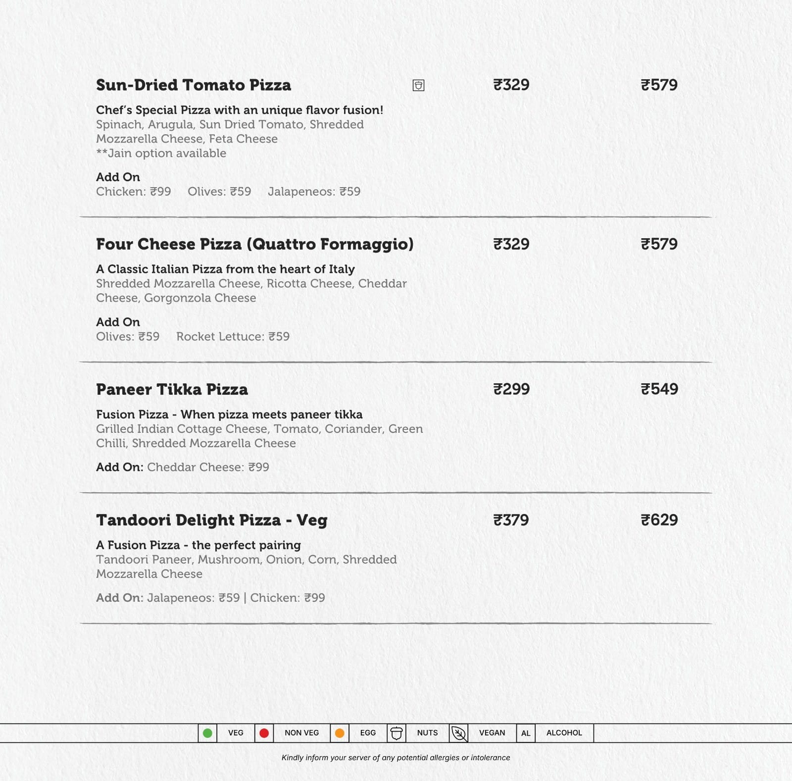 Menu of Uru Brewpark, JP Nagar, South Bengaluru