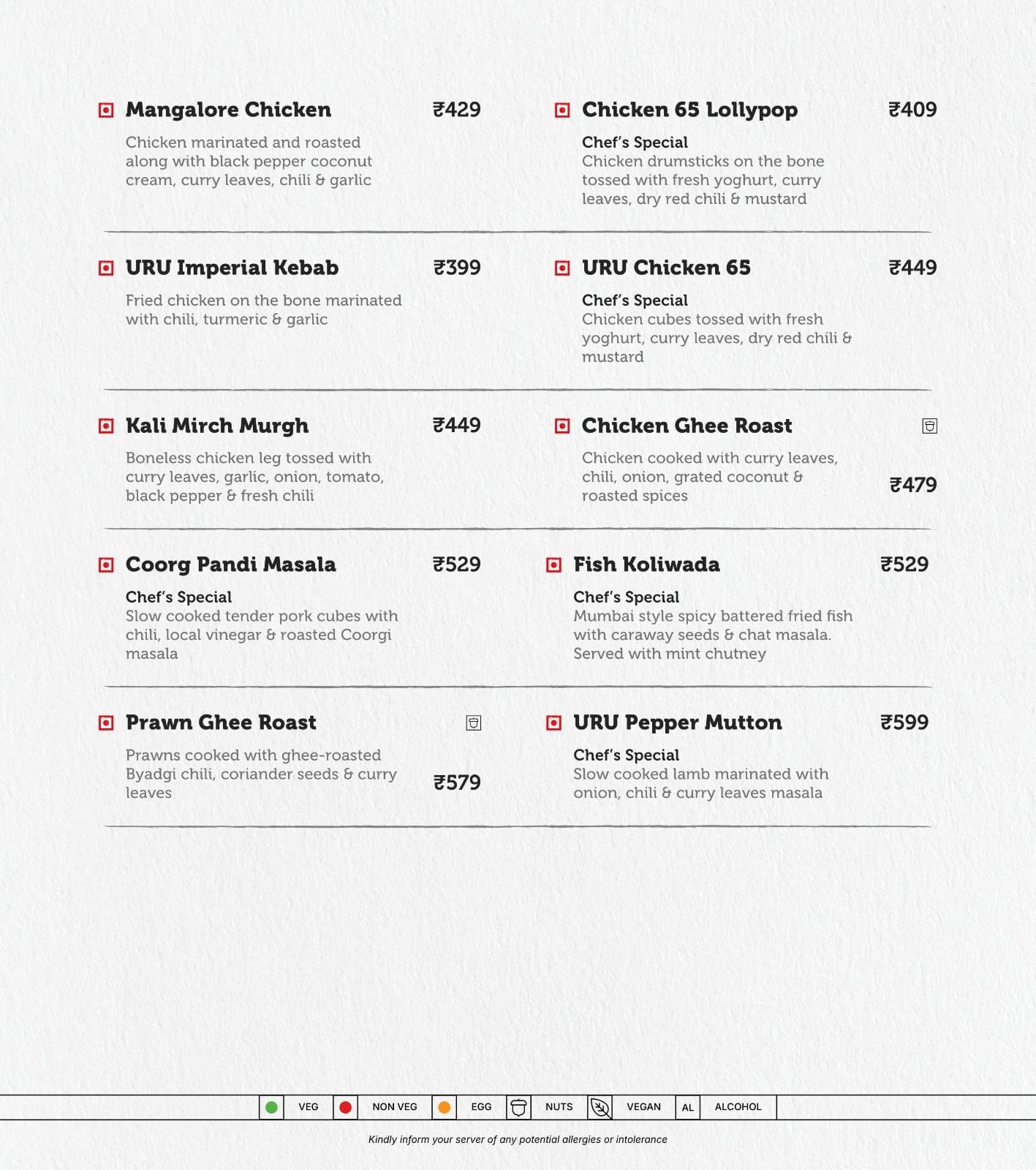 Menu of Uru Brewpark, JP Nagar, South Bengaluru