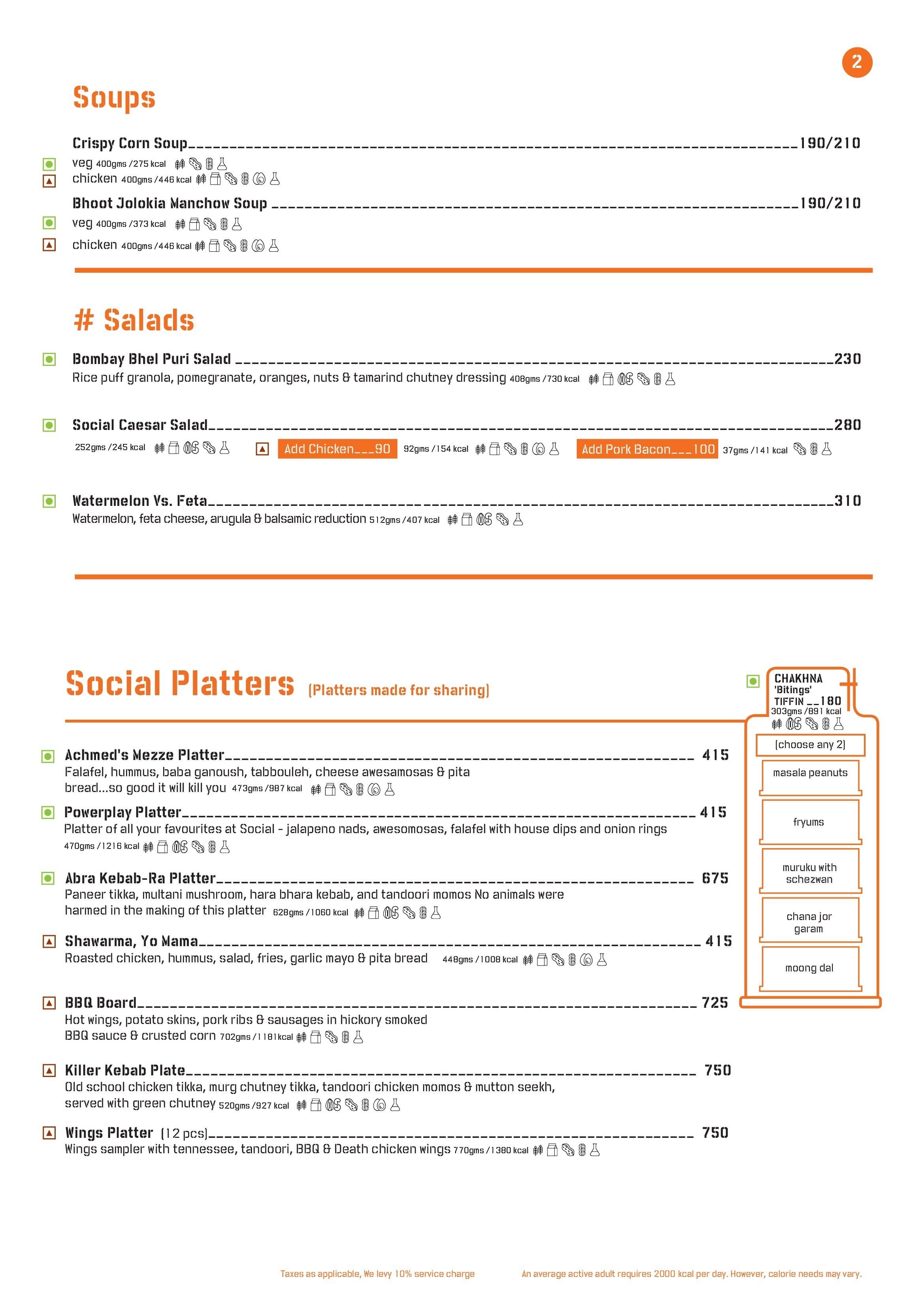 Menu of Powai Social, Powai, Central Mumbai