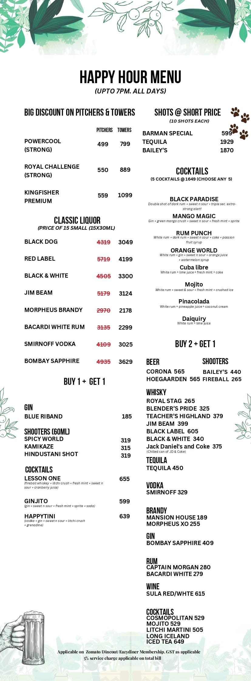 Menu of Oyster - Bar & Kitchen, HSR, South Bengaluru