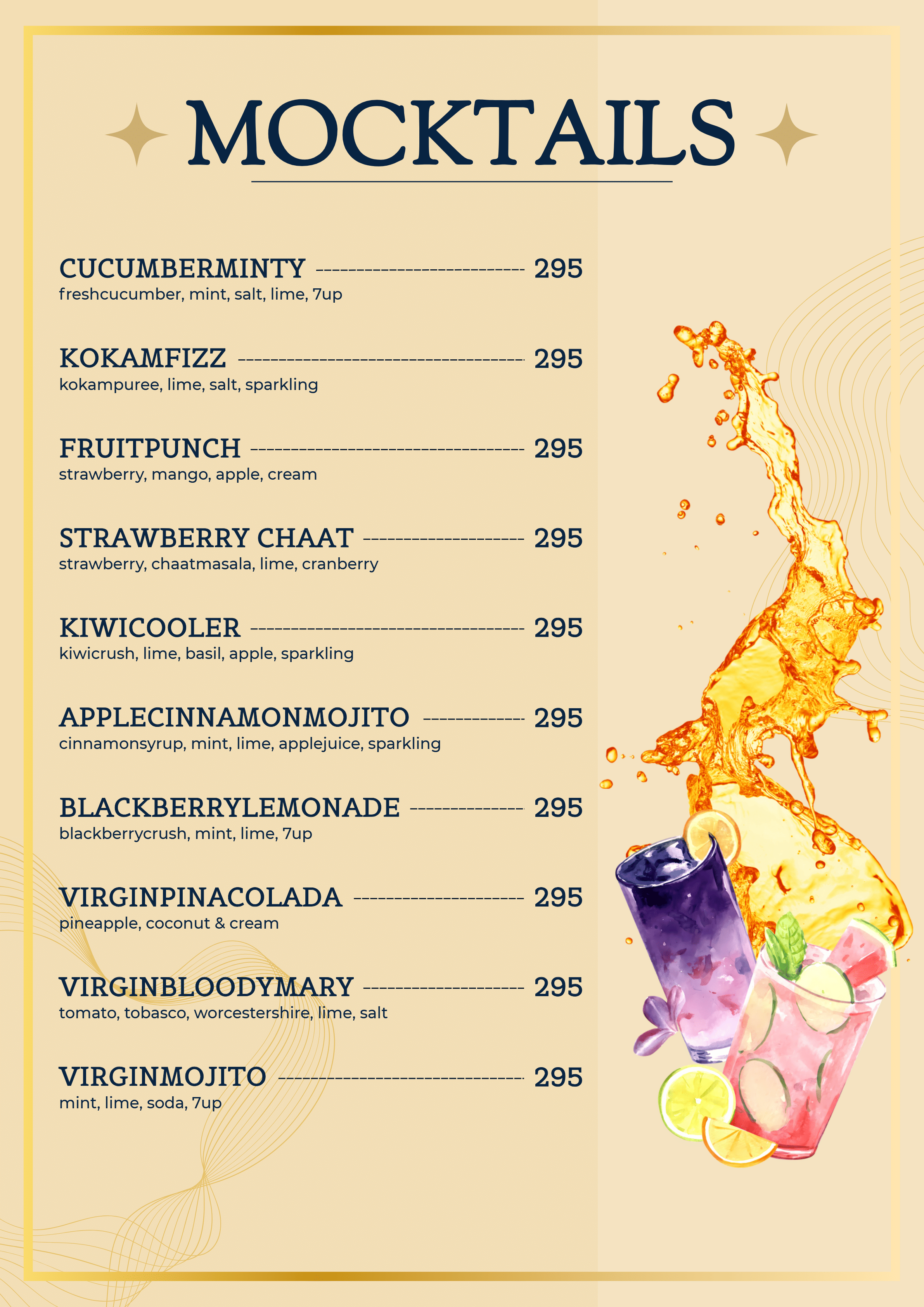 Menu of The Tenth Floor, Baner, Pune