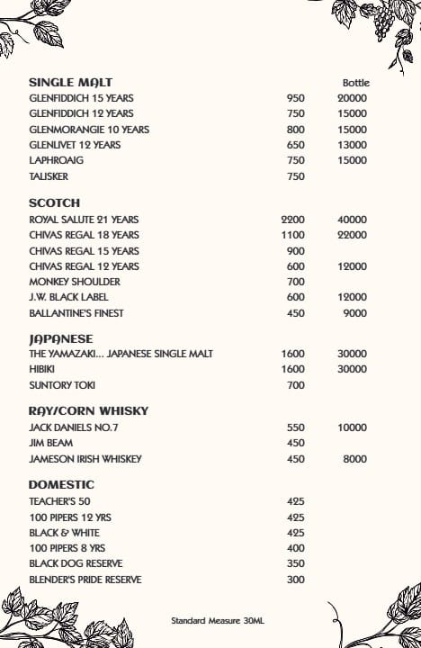 Menu of Exotica, Hitech City, Hyderabad