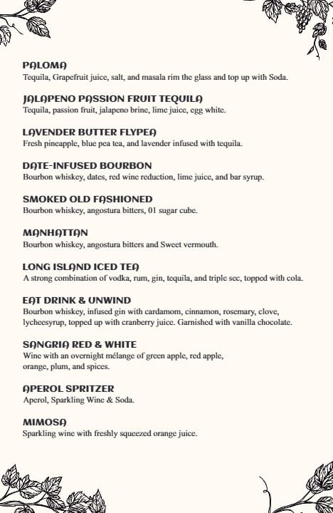 Menu of Exotica, Hitech City, Hyderabad