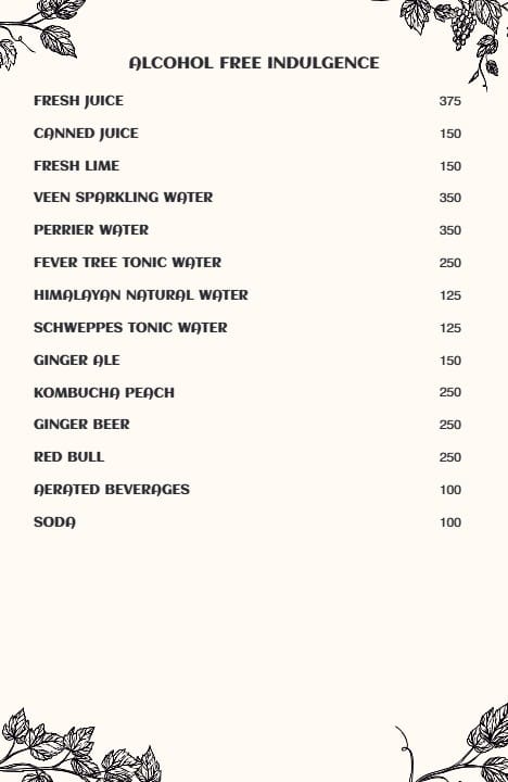 Menu of Exotica, Hitech City, Hyderabad