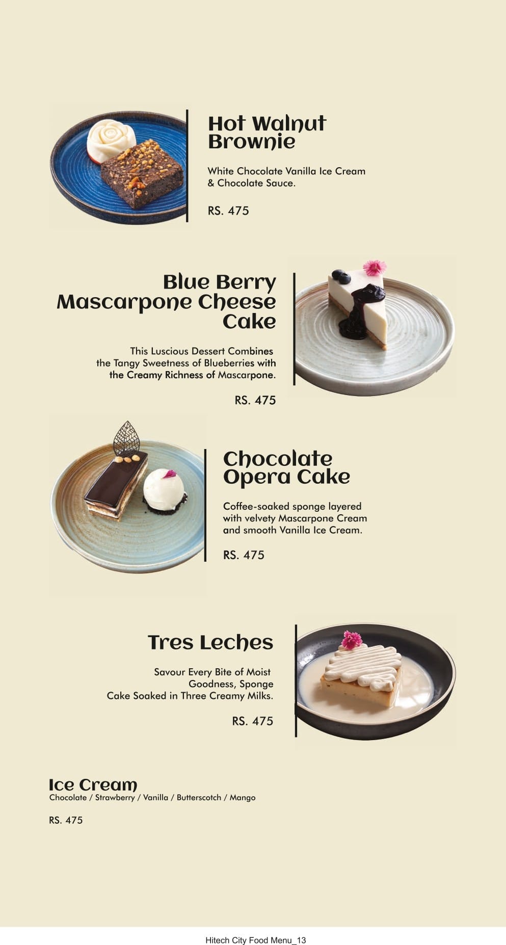 Menu of Exotica, Hitech City, Hyderabad