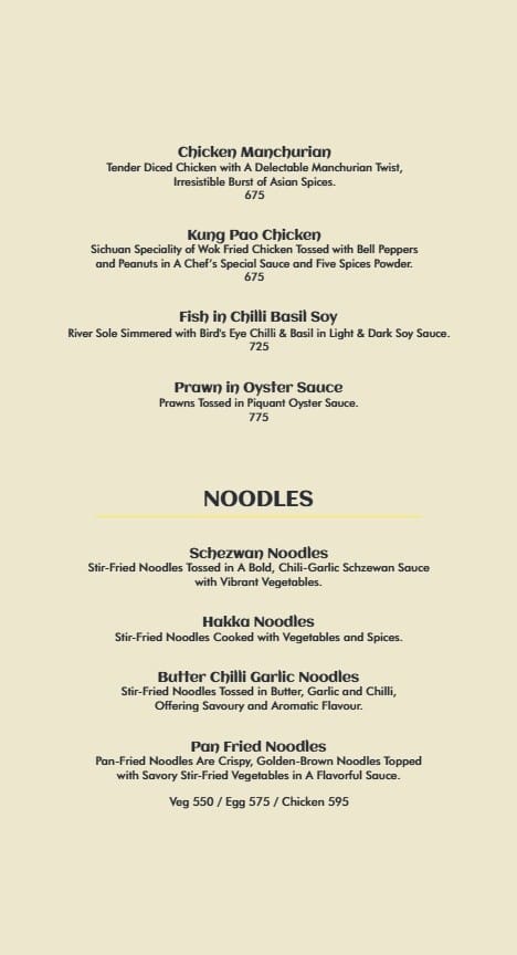 Menu of Exotica, Hitech City, Hyderabad
