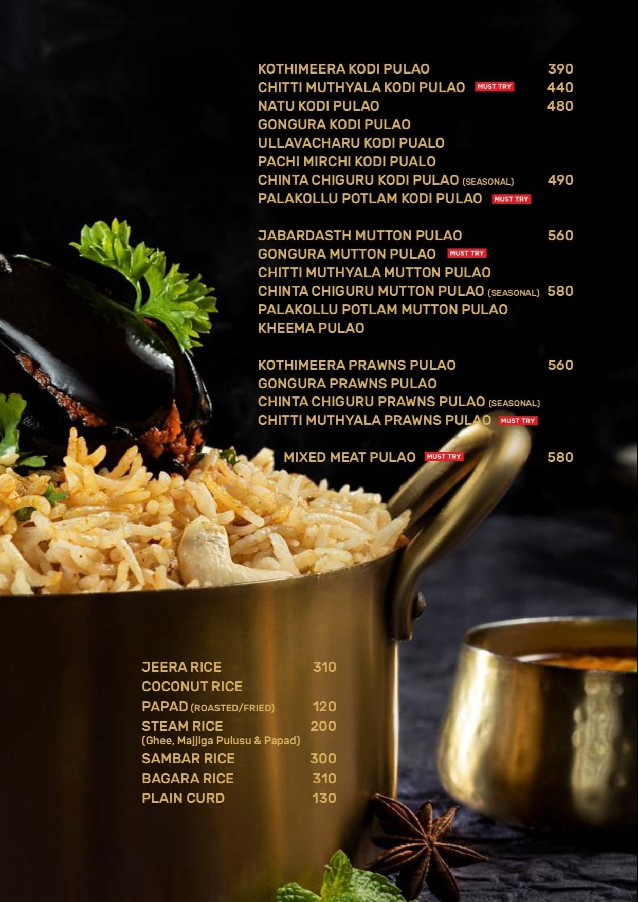 Menu of Pakka Local, Gachibowli, Hyderabad