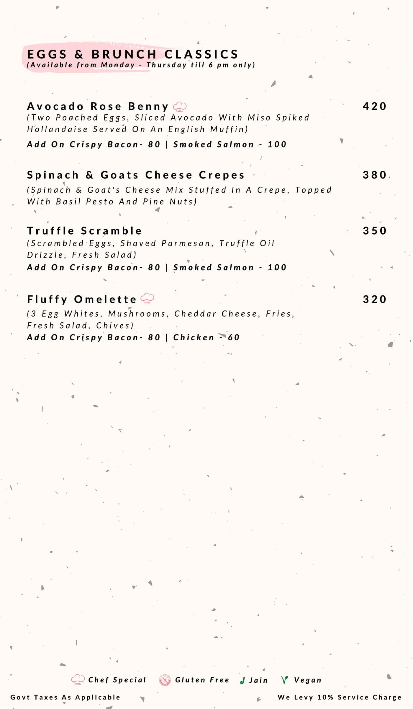 Menu of Blah!, Bandra Kurla Complex (BKC), Western Suburbs