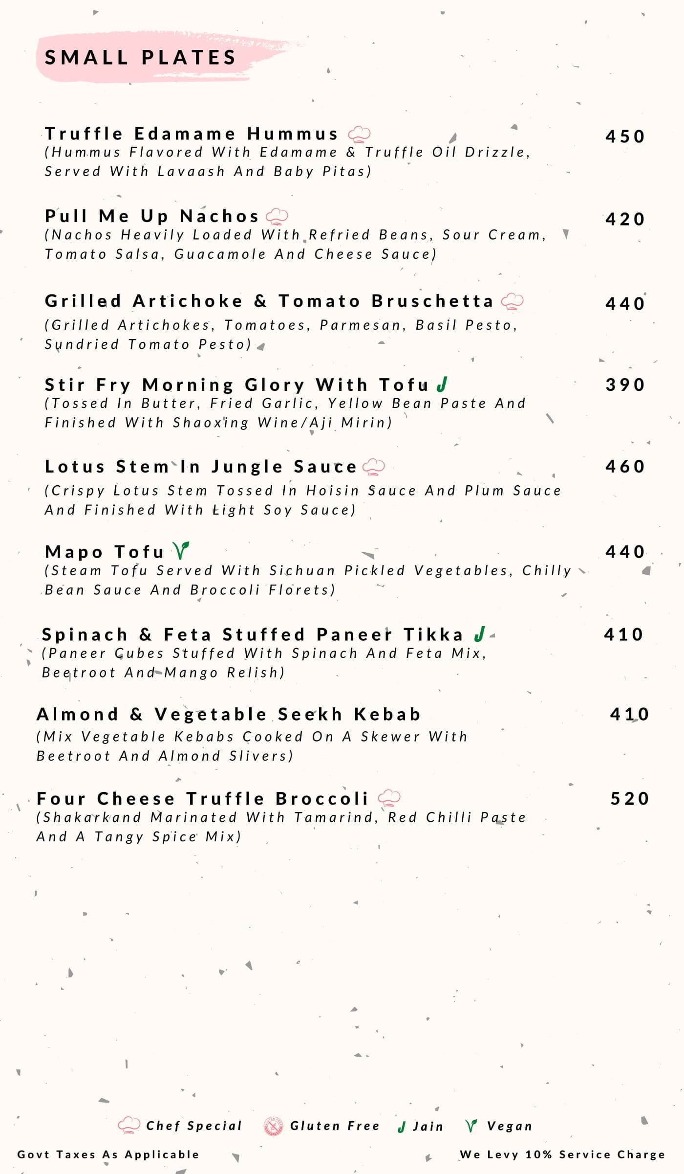 Menu of Blah!, Bandra Kurla Complex (BKC), Western Suburbs