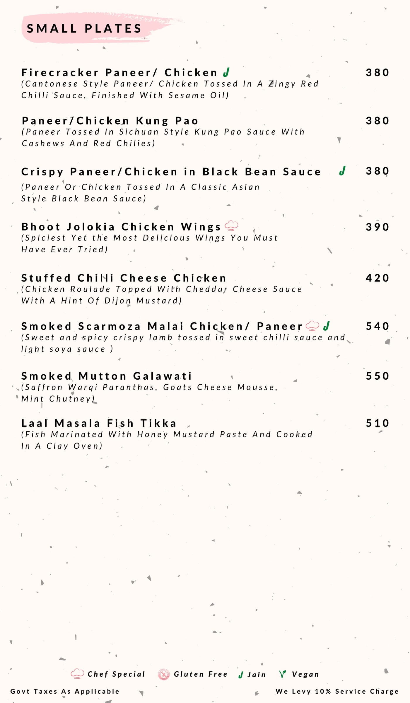 Menu of Blah!, Bandra Kurla Complex (BKC), Western Suburbs