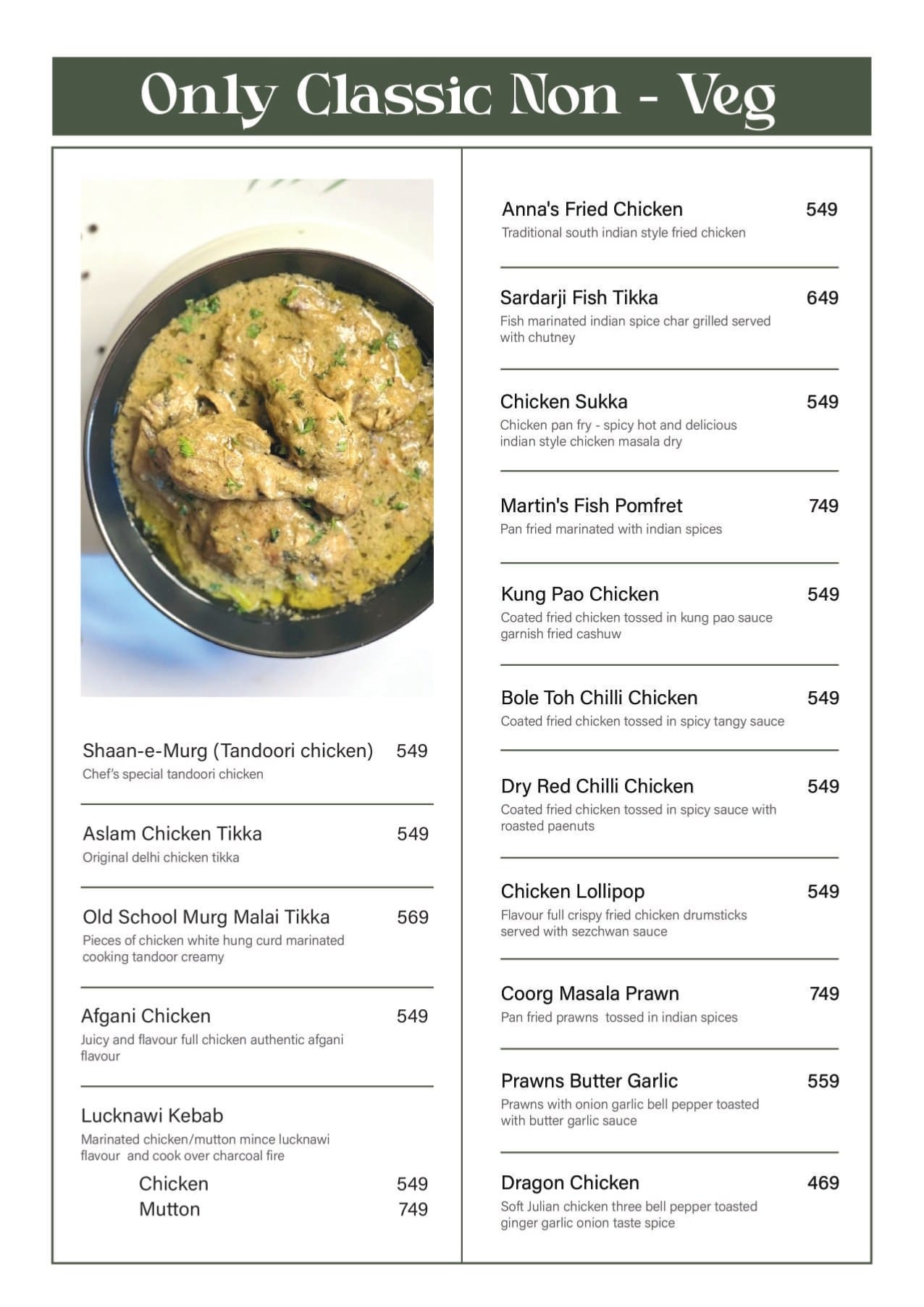 Menu of Teera, Wakad, Pune